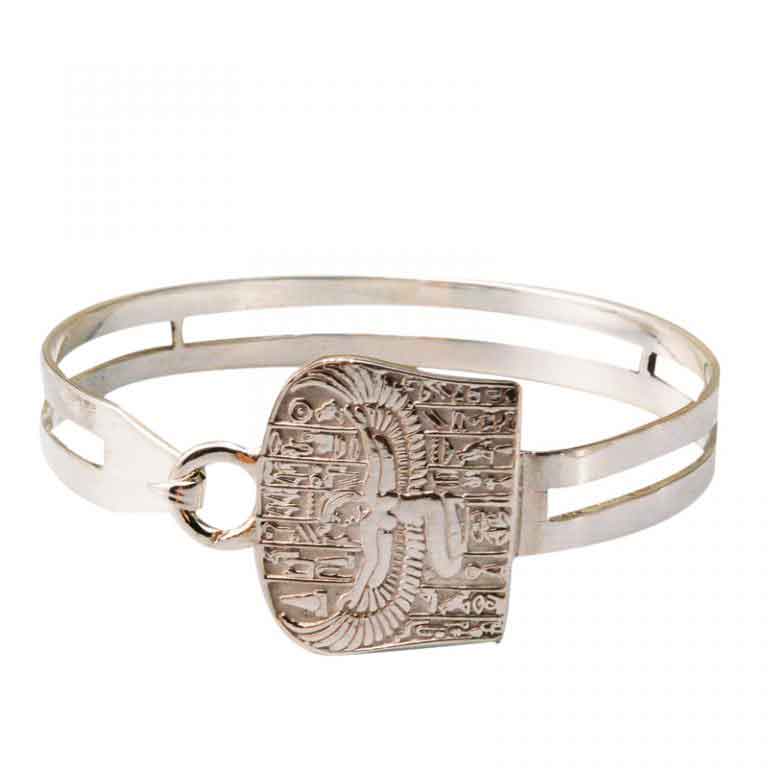 Egyptian Silver Winged Isis Bangle Bracelet - Egypt7000
